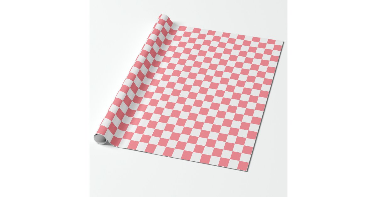 Small Checkers Blush Pink White Checkered Wrapping Paper | Zazzle