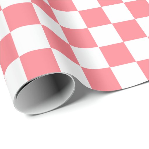 Small Checkers Blush Pink White Checkered Wrapping Paper | Zazzle