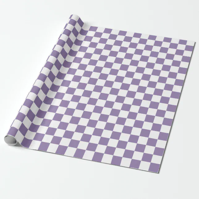 Small Checkers Lavender Purple White Checkered Wrapping Paper | Zazzle