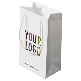 Small Custom Paper Shopping Bag with Company Logo | Zazzle