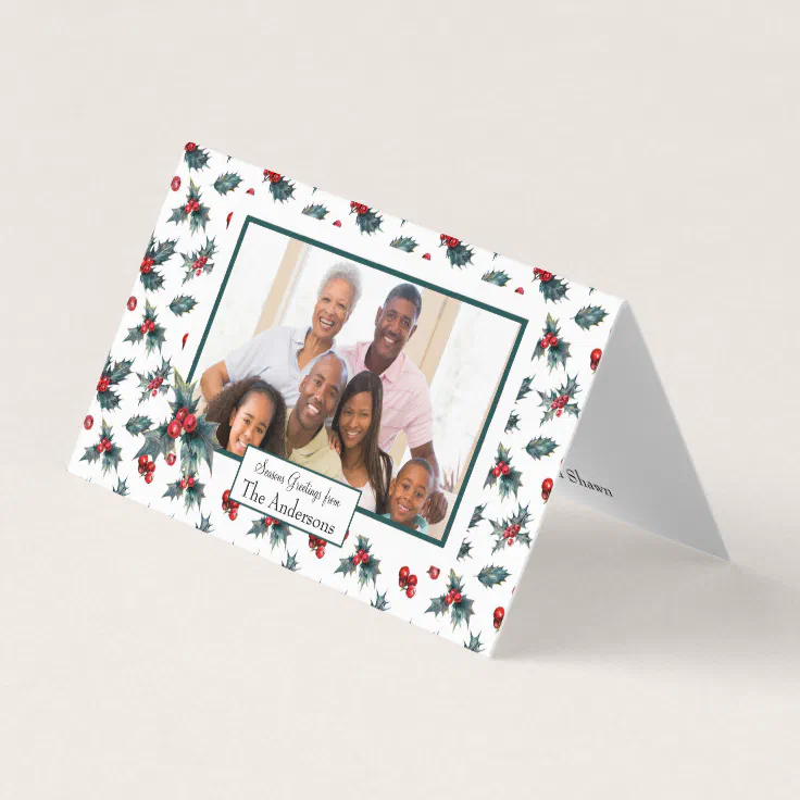 Small Folded Holiday Photo Card | Zazzle