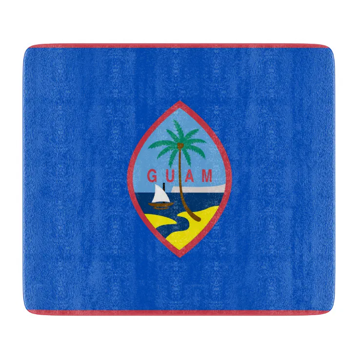 Small glass cutting board with flag of Guam | Zazzle