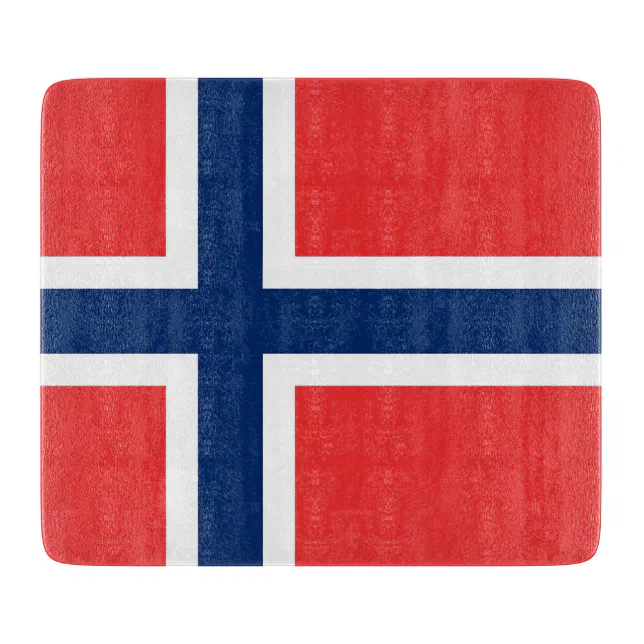 Small glass cutting board with flag of Norway | Zazzle
