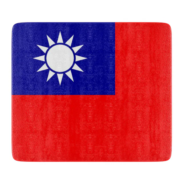 Small glass cutting board with Taiwan flag | Zazzle