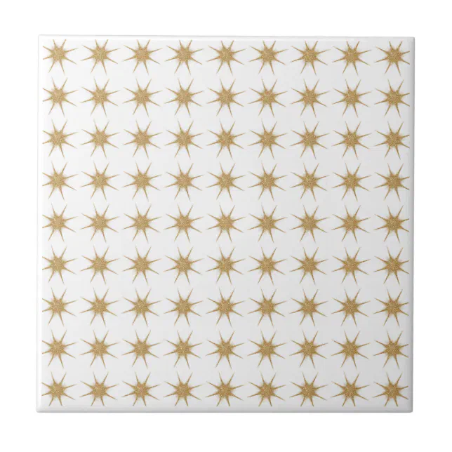 Small Gold Star Pattern Ceramic Tile | Zazzle