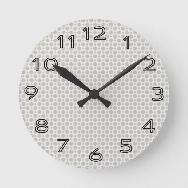 Small Gray Dots Round Clock | Zazzle