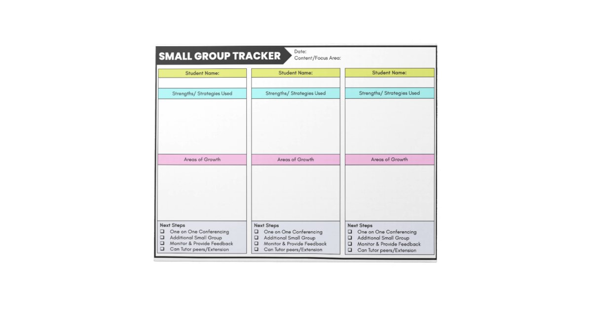 Small Group Data Tracker Student Observations Notepad | Zazzle
