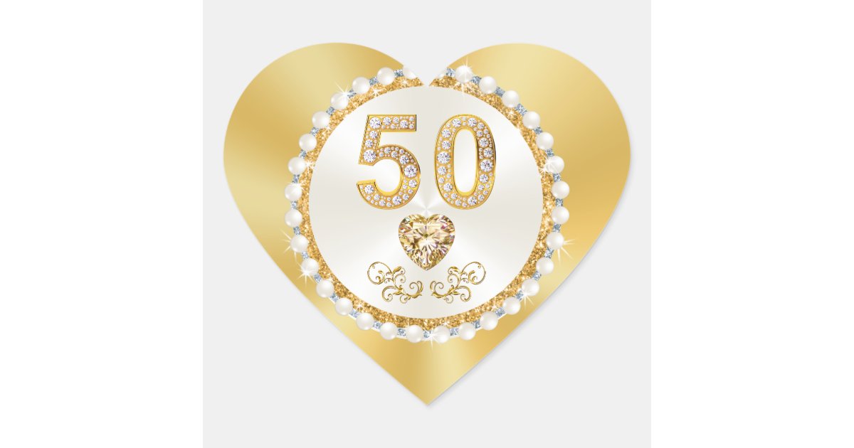 Small Heart Shaped, 50th Anniversary Stickers | Zazzle