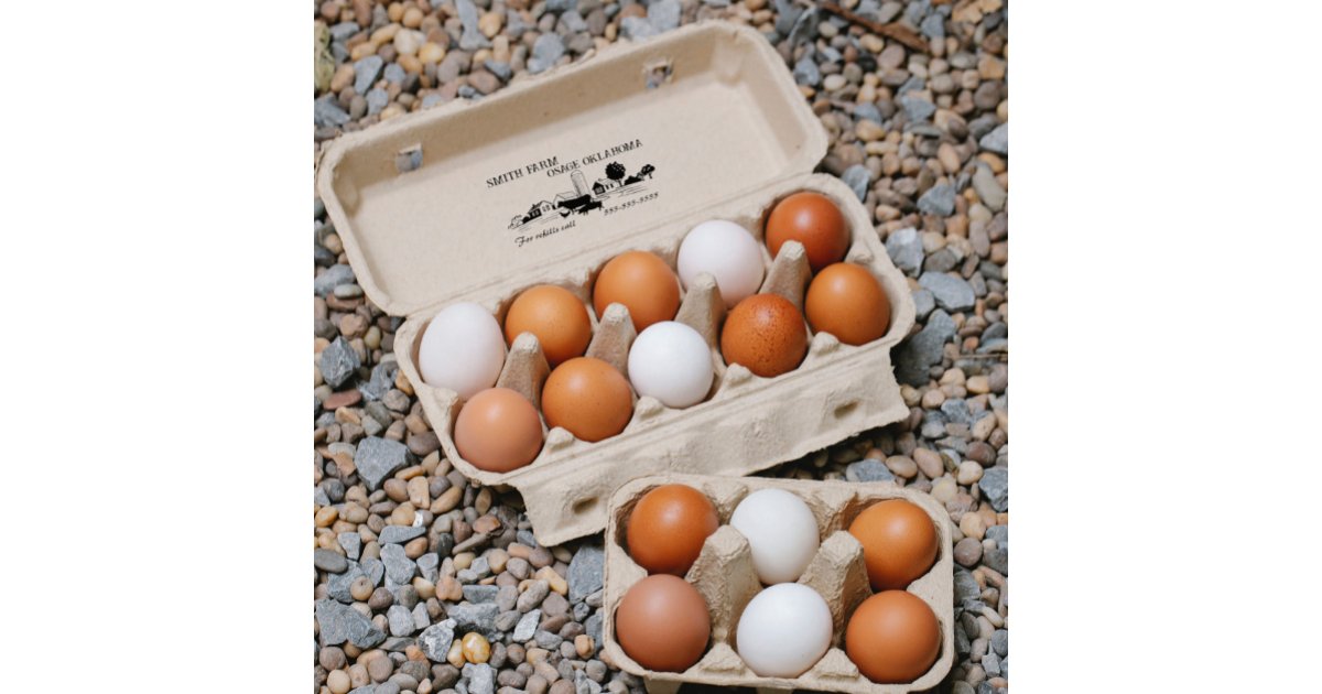 Small Homestead Farm Egg Carton Food Label v2 Self-inking Stamp | Zazzle
