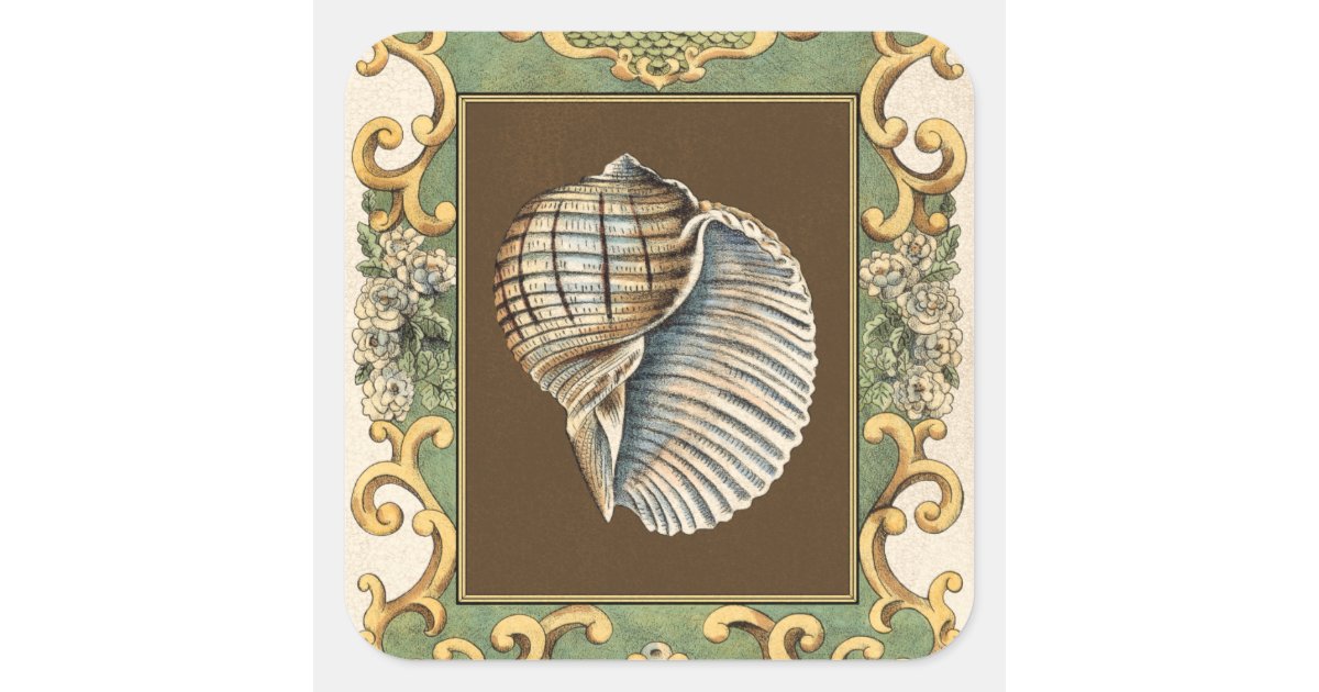 Small Mermaid's Shells Square Sticker | Zazzle