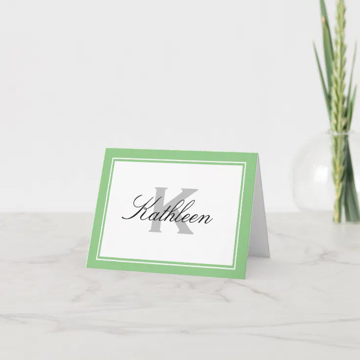 Small monogrammed note cards with elegant border | Zazzle