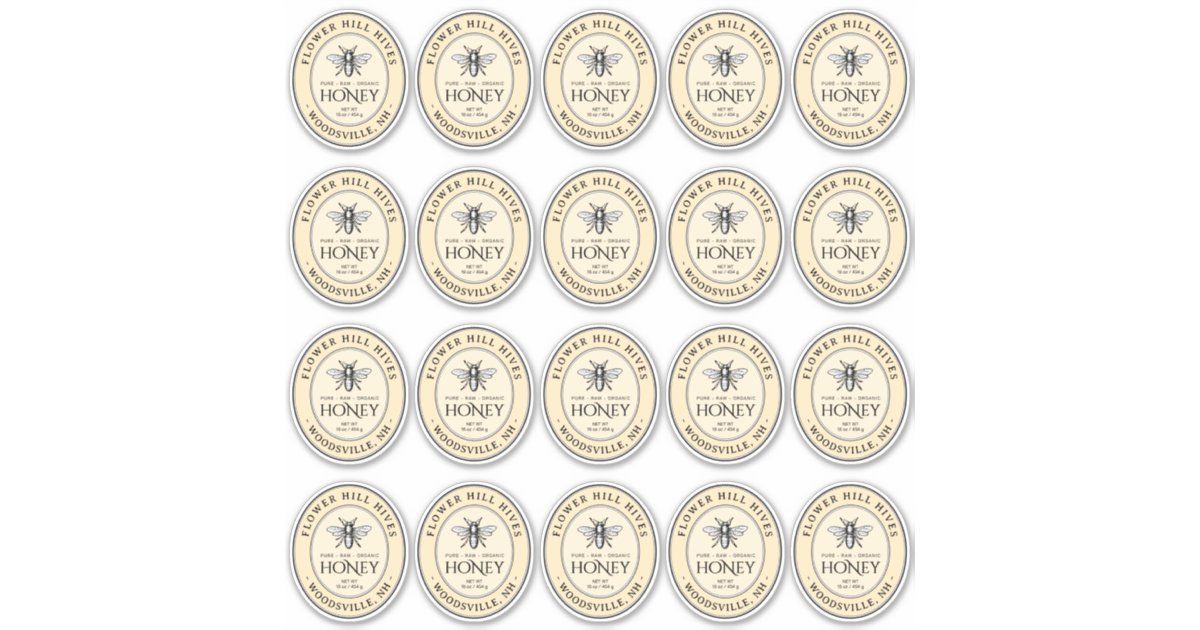 Small Oval Honey Label French Bee Queenline Jars | Zazzle