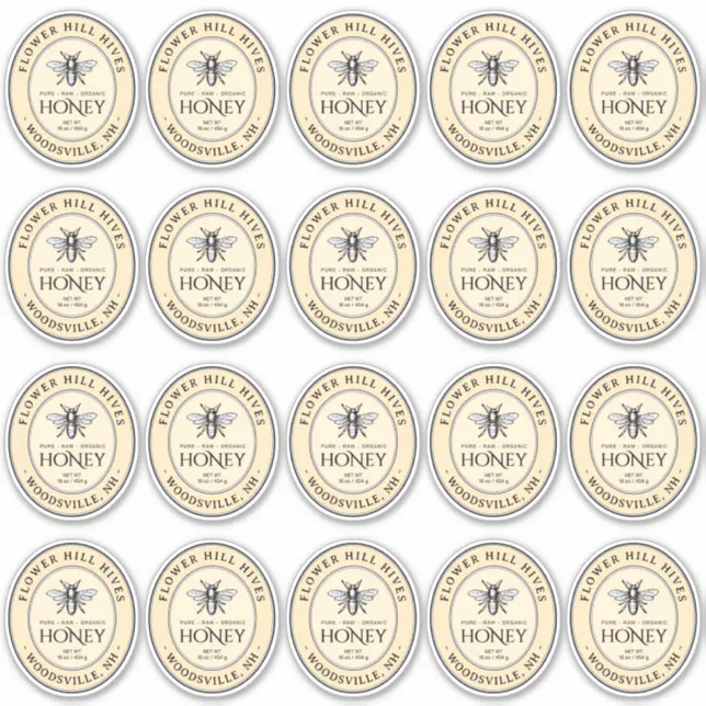 Small Oval Honey Label French Bee Queenline Jars | Zazzle