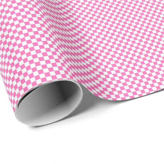 Small Pink and White Checks Wrapping Paper | Zazzle