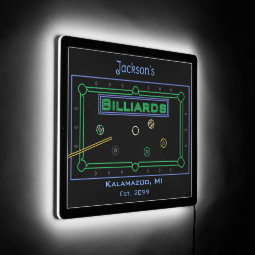 Small Rectangular Man Cave Billiards Pool LED Sign | Zazzle