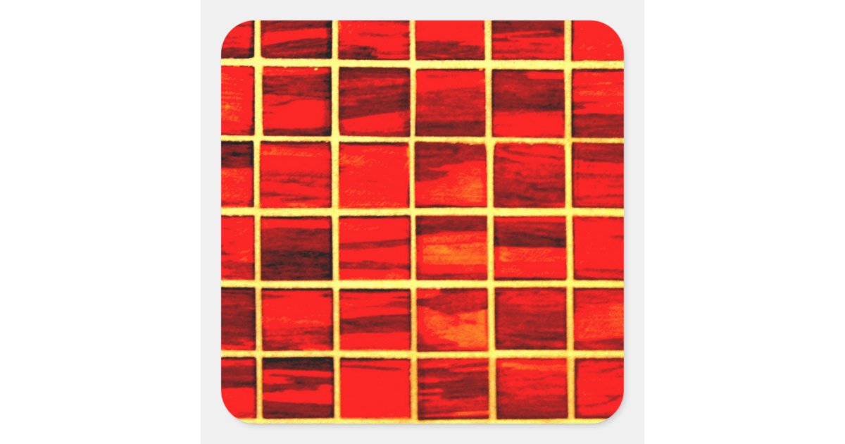 Small Red Tiles Background Square Sticker | Zazzle