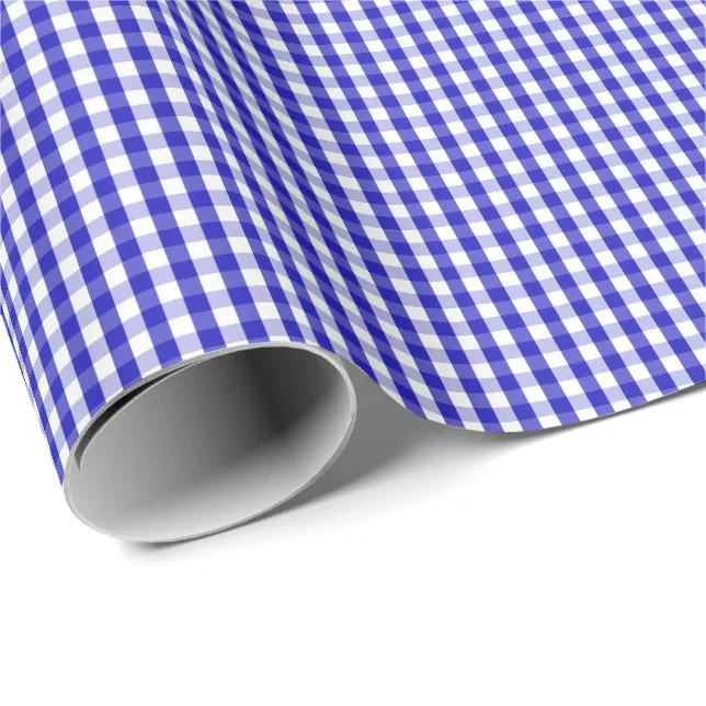 Small Royal Blue and White Gingham Wrapping Paper | Zazzle