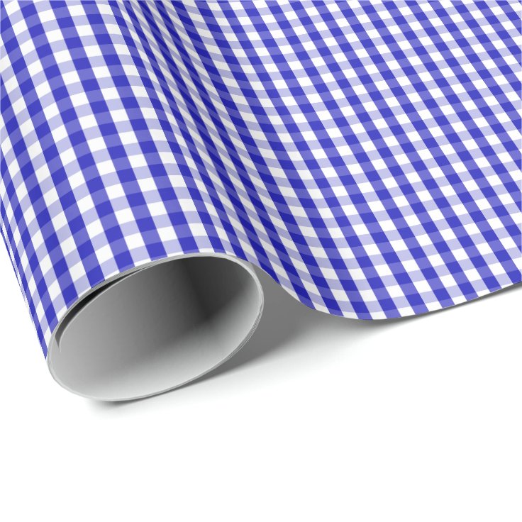 Small Royal Blue and White Gingham Wrapping Paper | Zazzle