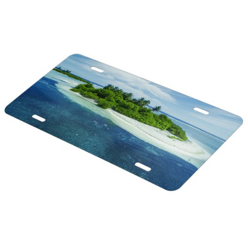 Small Sandy Tropical Island Palm Oasis License Plate | Zazzle