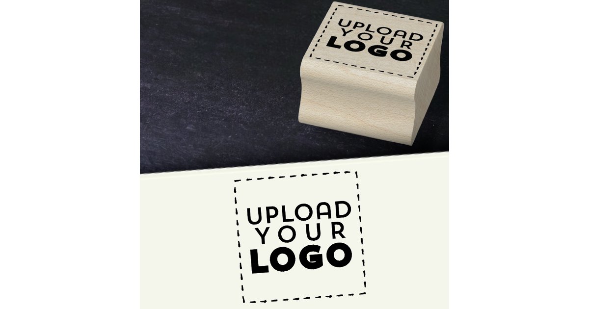 Small Square Business Logo Custom Rubber Stamp | Zazzle