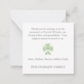 Small Thank You Irish Celtic Knot Funeral Note Card | Zazzle