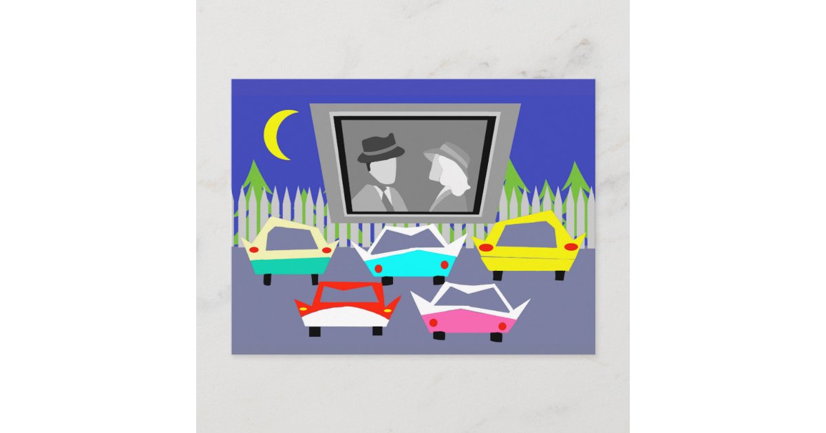 Small Town Drive-In Movie Postcard | Zazzle