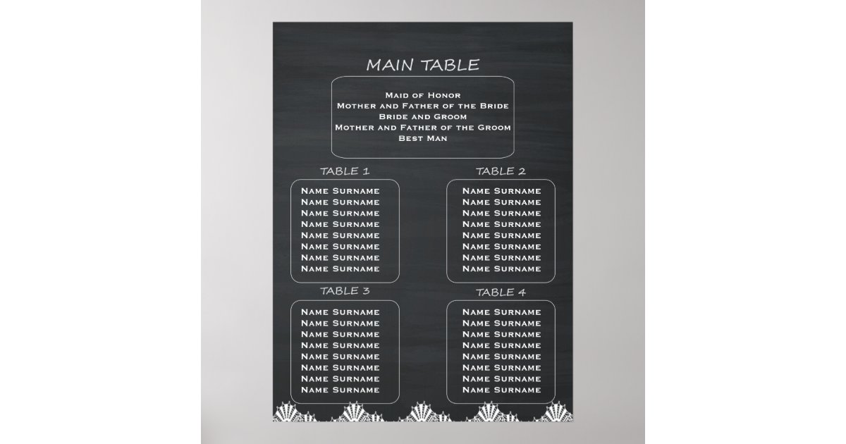 Small Wedding Rustic Chalkboard Seating Chart | Zazzle