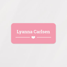 Small White Heart Simple Name Kids' Labels | Zazzle