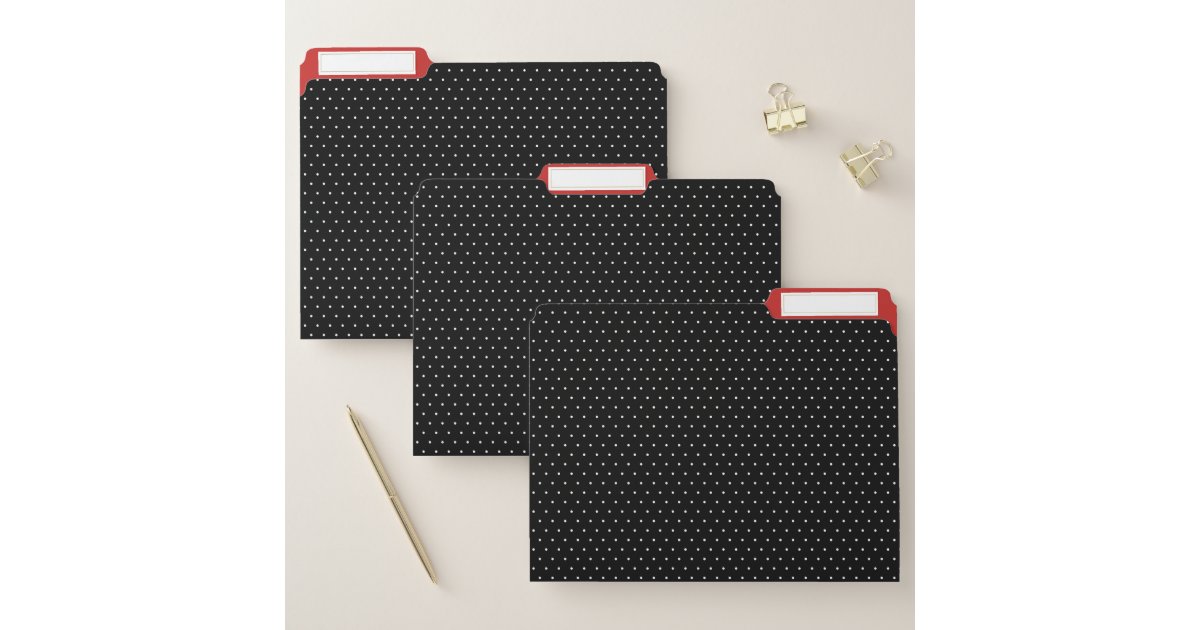Small White Polka Dots on Custom Color Red Inside File Folder | Zazzle