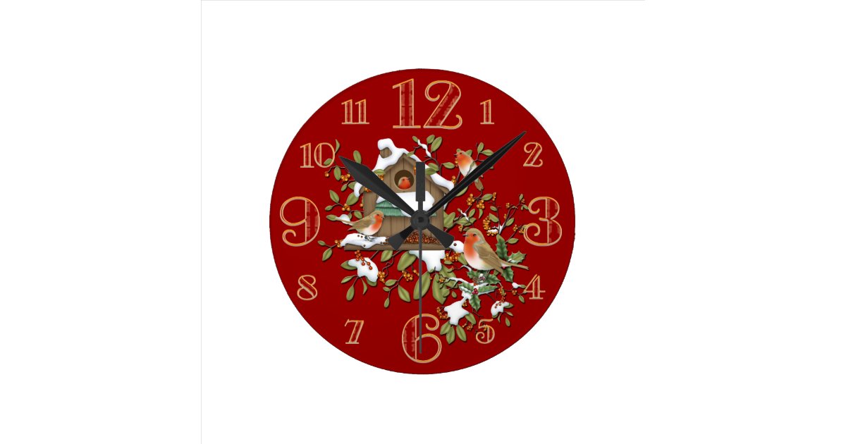 Small Winter Robin Bird House Wall Clock | Zazzle.com