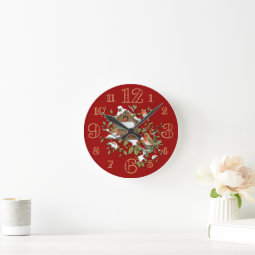 Small Winter Robin Bird House Wall Clock | Zazzle