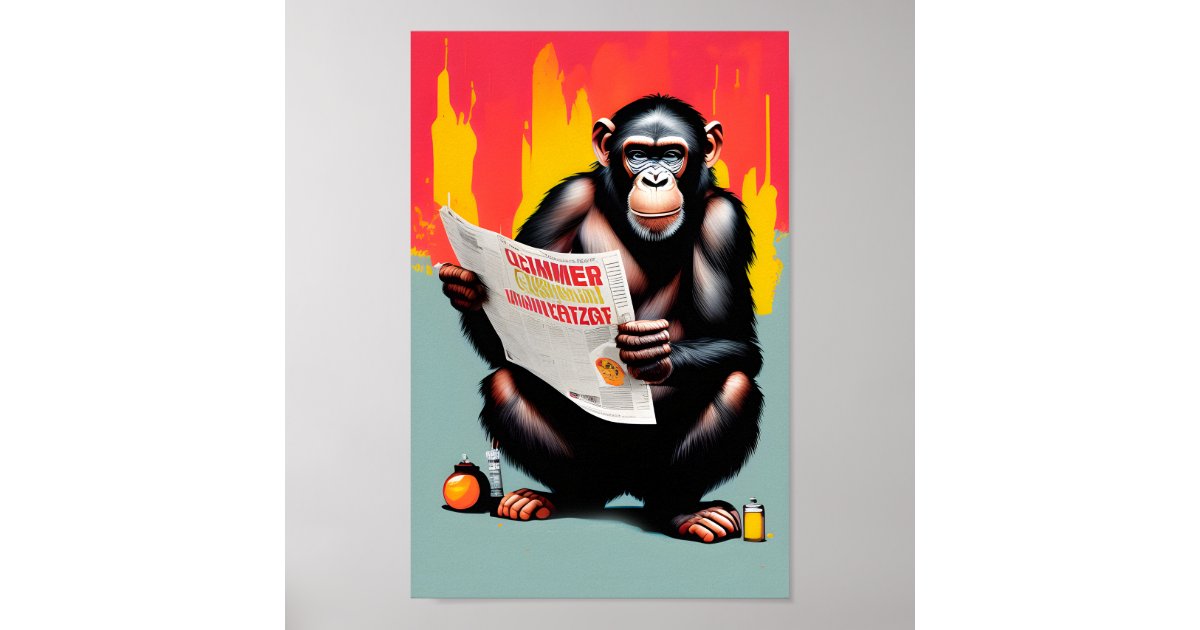 Smart Ape Poster - Customizable Chimp Wall Art | Zazzle
