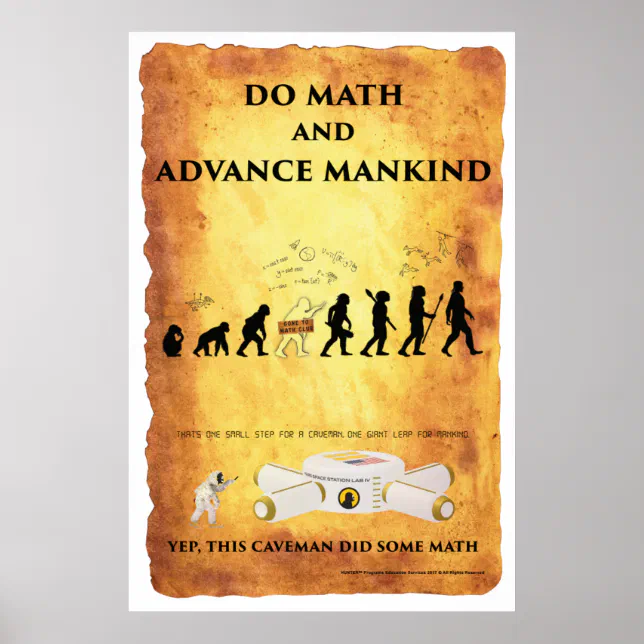 Smart Caveman: Do Math and Advance Mankind Poster | Zazzle