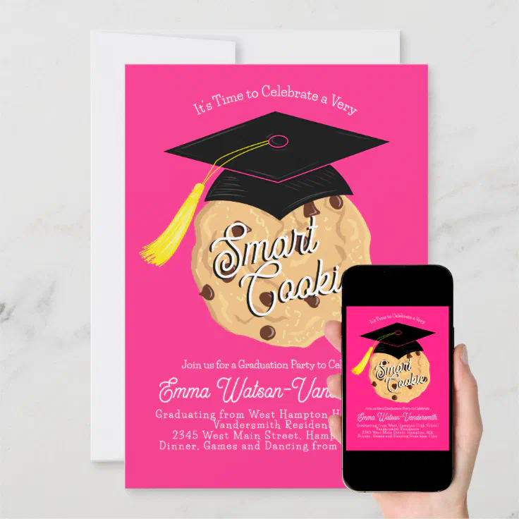 Smart Cookie Graduation Party Invitation Pink | Zazzle