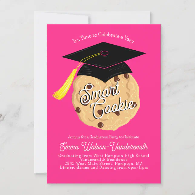 Smart Cookie Graduation Party Invitation Pink | Zazzle