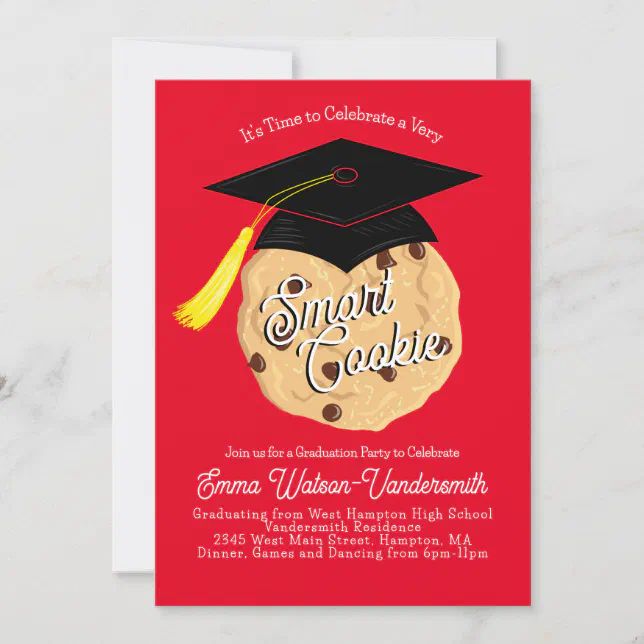 Smart Cookie Graduation Party Red Invitation | Zazzle