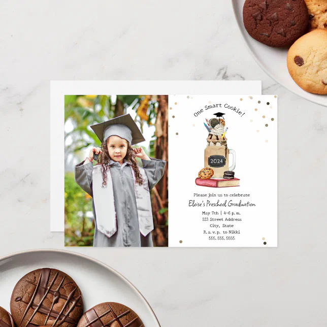 Smart Cookie Milkshake Graduate Photo Invitation | Zazzle