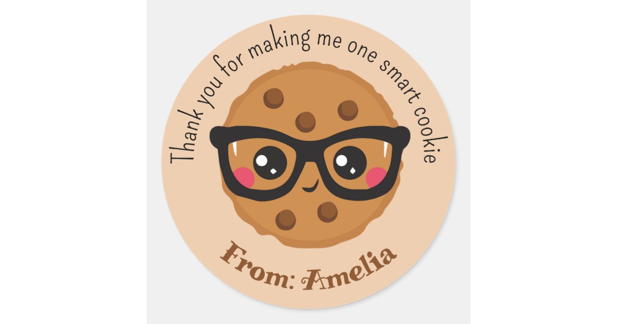 Smart Cookie Personalized Teacher Gifts Classic Round Sticker | Zazzle