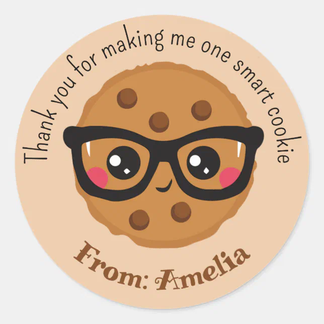 Smart Cookie Personalized Teacher Gifts Classic Round Sticker | Zazzle