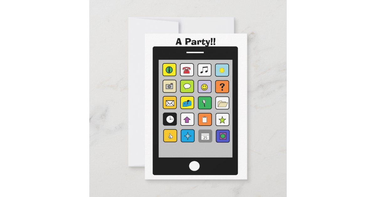 "Smart Phone" Party Invitations | Zazzle