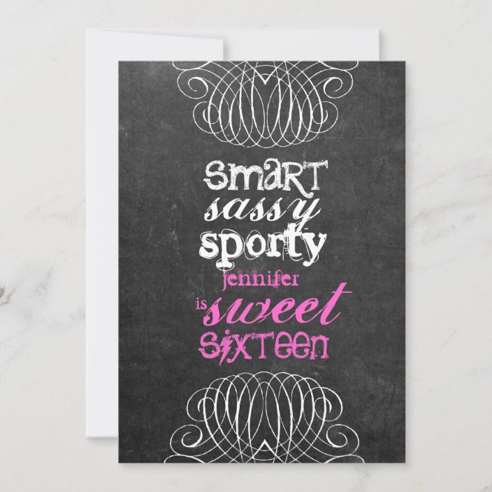 Smart Sporty Sweet Sixteen Chalkboard Invitation | Zazzle.com