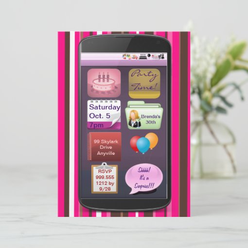 SmartPhone Birthday Party Invitations | Zazzle