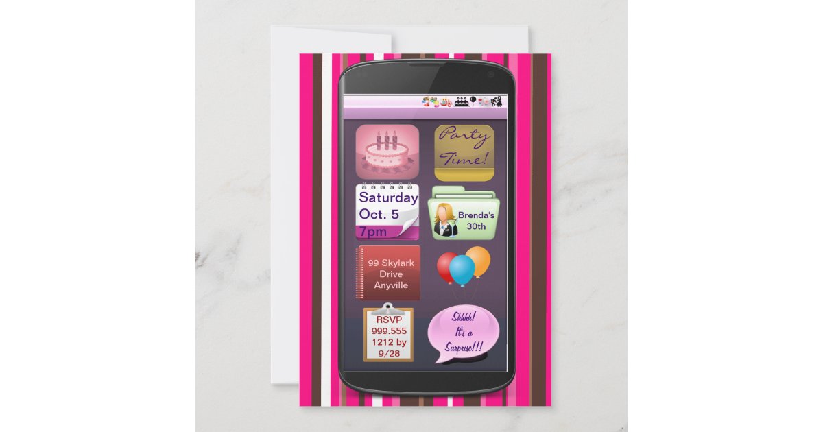 SmartPhone Birthday Party Invitations | Zazzle