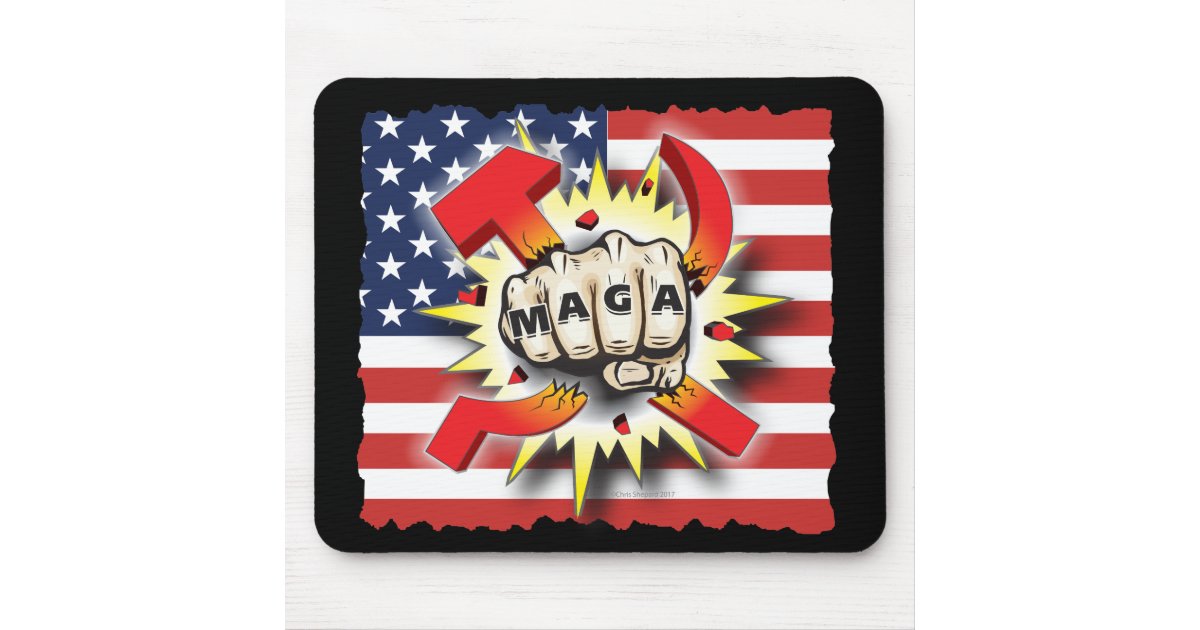 SMASH COMMUNISM MAGA FIST AMERICAN PRIDE MOUSE PAD | Zazzle