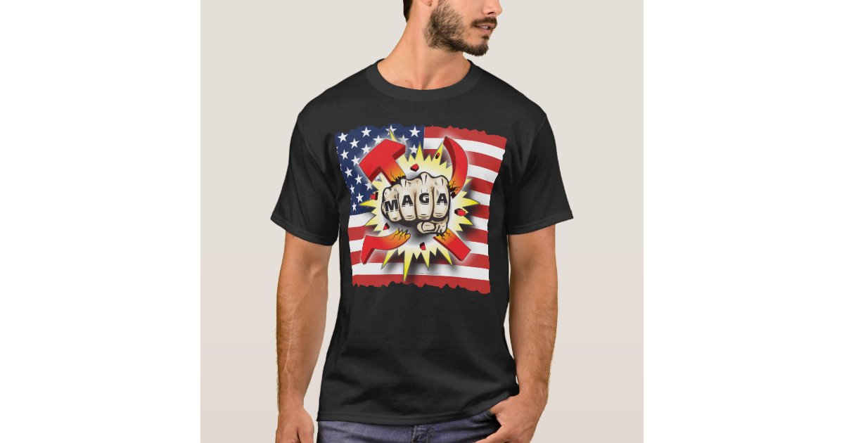 SMASH COMMUNISM Make America Great Again USA Flag T-Shirt | Zazzle