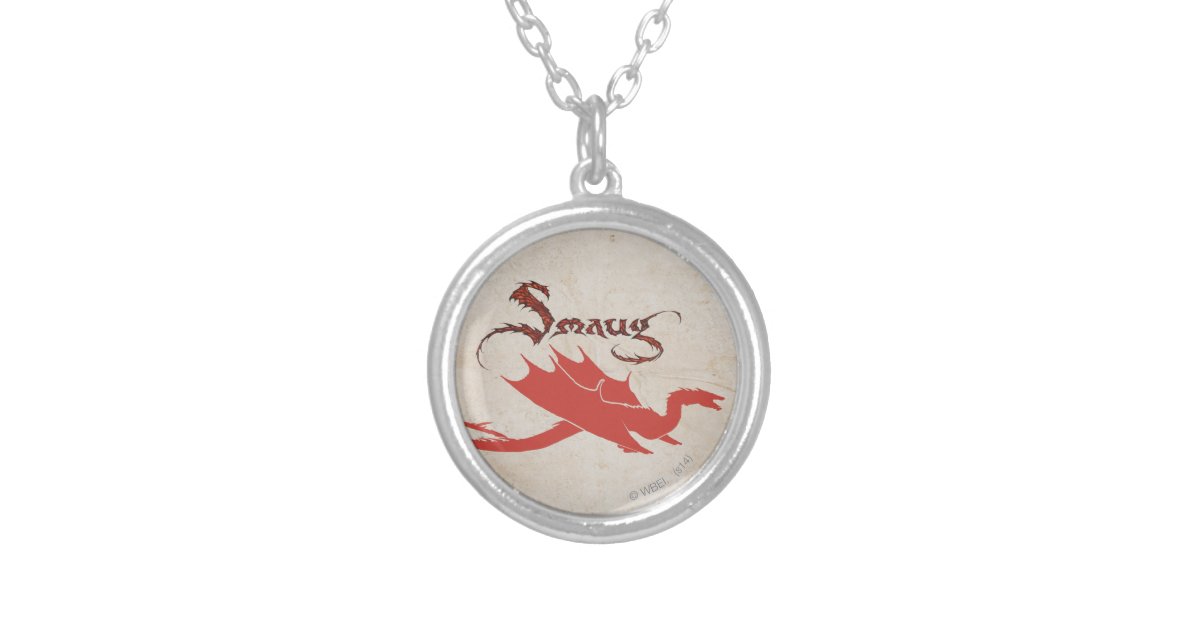 SMAUG™ Silhouette & Name Silver Plated Necklace | Zazzle