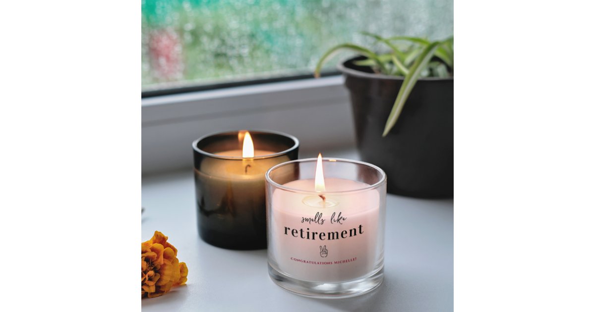 Smells Like Retirement | Monogram Congratulations Scented Candle | Zazzle
