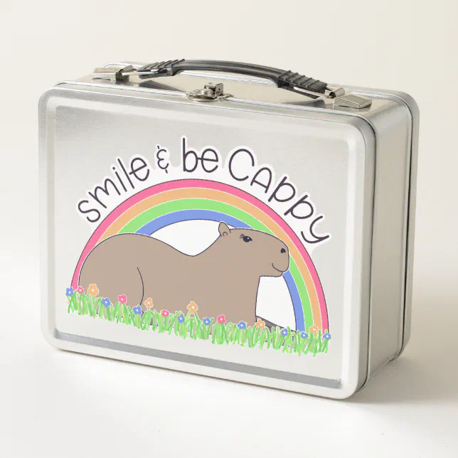 Smile and Be Cappy cute happy capybara Metal Lunch Box | Zazzle