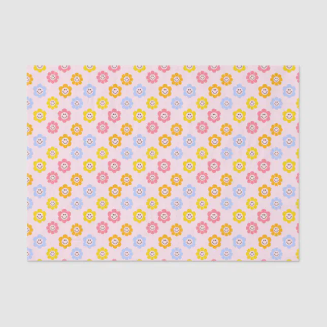 Smile Daisy Cute Groovy Retro Tissue Paper | Zazzle