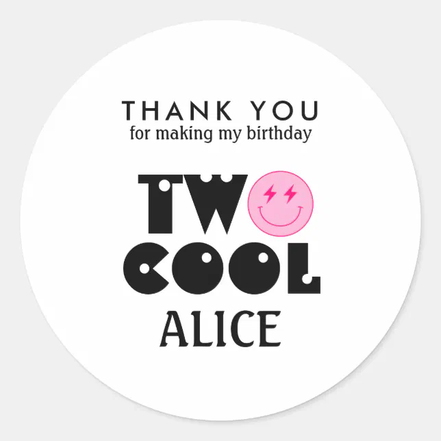 Smile Face Two Cool Smile Thank You Classic Round Sticker | Zazzle